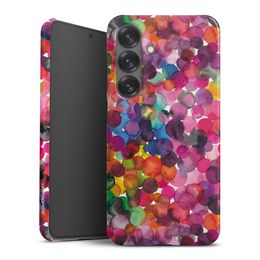 DeinDesign Galaxy S25 Handy Premium Case Smartphone Handyh&uuml;lle Schutzh&uuml;lle gl&auml;nzend Water Colour Colourful Points Premium Case