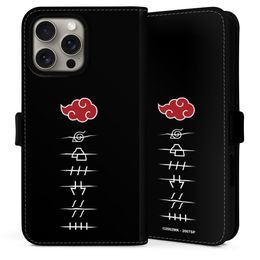DeinDesign iPhone 16 Pro Handy Klapph&uuml;lle Handyh&uuml;lle aus Kunst Leder schwarz Flip Case Naruto Shippuden Official Licensed Product Akatsuki Sideflip mit Lasche