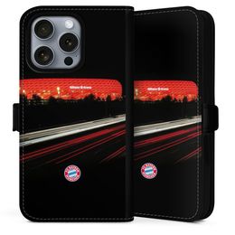 DeinDesign iPhone 16 Pro Max Handy Klapph&uuml;lle Handyh&uuml;lle aus Kunst Leder schwarz Flip Case Fcb Fc Bayern M&uuml;nchen Stadium Sideflip mit Lasche