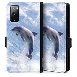 DeinDesign Galaxy S20 Handy Klapph&uuml;lle Handyh&uuml;lle aus Kunst Leder schwarz Flip Case Dolphin Wale Ocean Sideflip mit Lasche