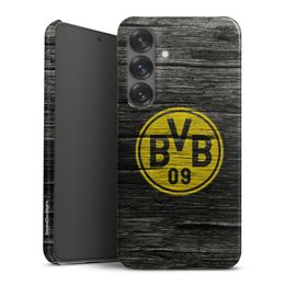 DeinDesign Galaxy S25 Handy Premium Case Smartphone Handyh&uuml;lle Schutzh&uuml;lle gl&auml;nzend Wooden Look Bvb Borussia Dortmund Premium Case
