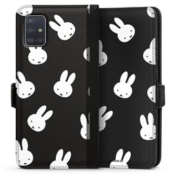 DeinDesign Galaxy A51 Handy Klapph&uuml;lle Handyh&uuml;lle aus Kunst Leder schwarz Flip Case Muster Miffy Transparent Sideflip mit Lasche