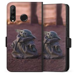 DeinDesign Huawei P30 Lite Handy Klapph&uuml;lle Handyh&uuml;lle aus Kunst Leder schwarz Flip Case The Child Star Wars Baby Yoda Sideflip mit Lasche