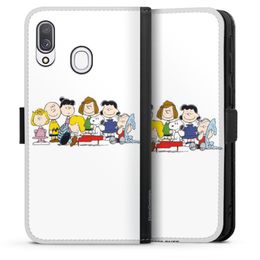 DeinDesign Galaxy A40 Handy Klapph&uuml;lle Handyh&uuml;lle aus Kunst Leder schwarz Flip Case Kindheit Peanuts Merchandise Sideflip mit Lasche