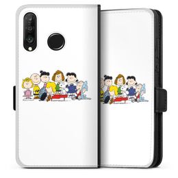 DeinDesign Huawei P30 Lite Handy Klapph&uuml;lle Handyh&uuml;lle aus Kunst Leder schwarz Flip Case Merchandise Kindheit Peanuts Sideflip mit Lasche