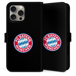 DeinDesign iPhone 16 Pro Handy Klapph&uuml;lle Handyh&uuml;lle aus Kunst Leder schwarz Flip Case Fc Bayern M&uuml;nchen Logo Official Licensed Product Sideflip mit Lasche