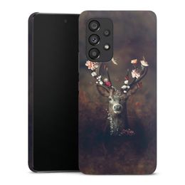 DeinDesign Galaxy A53 5G Handy Premium Case Smartphone Handyh&uuml;lle Schutzh&uuml;lle gl&auml;nzend Rehe Reindeer Flowers Premium Case