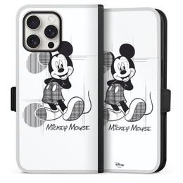 DeinDesign iPhone 15 Pro Max Handy Klapph&uuml;lle Handyh&uuml;lle aus Kunst Leder schwarz Flip Case Mickey Mouse Disney Official Licensed Product Sideflip mit Lasche