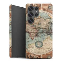 DeinDesign Galaxy S25 Ultra Handy Premium Case Smartphone Handyh&uuml;lle Schutzh&uuml;lle matt Vintage Map World Map Premium Case