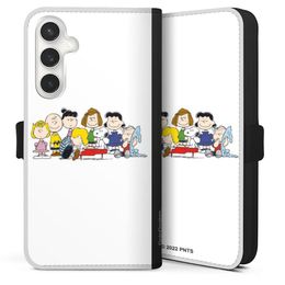 DeinDesign Galaxy S24 FE 5G Handy Klapph&uuml;lle Handyh&uuml;lle aus Kunst Leder schwarz Flip Case Merchandise Kindheit Peanuts Sideflip mit Lasche