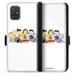 DeinDesign Galaxy A51 Handy Klapph&uuml;lle Handyh&uuml;lle aus Kunst Leder schwarz Flip Case Merchandise Peanuts Kindheit Sideflip mit Lasche