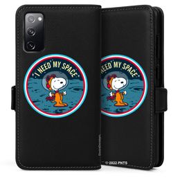 DeinDesign Galaxy S20 Handy Klapph&uuml;lle Handyh&uuml;lle aus Kunst Leder schwarz Flip Case Peanuts Snoopy Weltall Sideflip mit Lasche