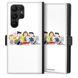 DeinDesign Galaxy S23 Ultra Handy Klapph&uuml;lle Handyh&uuml;lle aus Kunst Leder schwarz Flip Case Merchandise Kindheit Peanuts Sideflip mit Lasche
