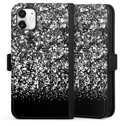 DeinDesign iPhone 11 Handy Klapph&uuml;lle Handyh&uuml;lle aus Kunst Leder schwarz Flip Case Muster Snowflake Glitzer Sideflip mit Lasche