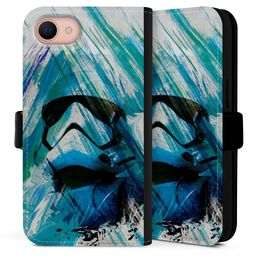 DeinDesign iPhone 16e Handy Klapph&uuml;lle Handyh&uuml;lle aus Kunst Leder schwarz Flip Case Colourful Stormtrooper Star Wars Sideflip mit Lasche