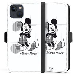 DeinDesign iPhone 13 Handy Klapph&uuml;lle Handyh&uuml;lle aus Kunst Leder schwarz Flip Case Mickey Mouse Disney Official Licensed Product Sideflip mit Lasche