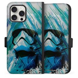 DeinDesign iPhone 15 Pro Max Handy Klapph&uuml;lle Handyh&uuml;lle aus Kunst Leder schwarz Flip Case Colourful Stormtrooper Star Wars Sideflip mit Lasche