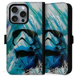 DeinDesign iPhone 16 Pro Max Handy Klapph&uuml;lle Handyh&uuml;lle aus Kunst Leder schwarz Flip Case Colourful Stormtrooper Star Wars Sideflip mit Lasche