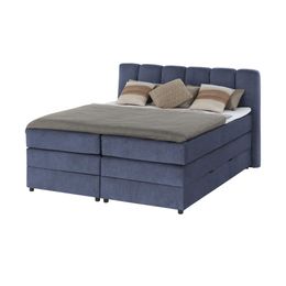 Höffner Boxspringbett mit Bettkasten Claire ¦ blau ¦ Maße (cm): B: 176 H: 115 » Höffner