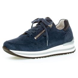 Keilsneaker Gabor "TURIN", Damen, Gr. 44, blau (nachtblau, blau), Ziegenveloursleder, Schuhe Sneaker, Freizeitschuh, Halbschuh, Schn&uuml;rschuh mit leichter Perforierung