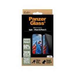 PanzerGlass Privacy Displayschutz Ultra-Wide Fit, Schutzfolie transparent, iPhone 16 / 15