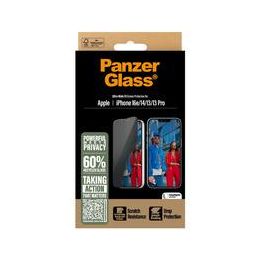 PanzerGlass Privacy Displayschutz Ultra-Wide Fit, Schutzfolie transparent, iPhone 16e / 14 / 13 / 13 Pro, EasyAligner