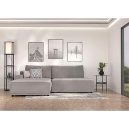 Ecksofa Trendmanufaktur "Fordon II, Schlafsofa mit Bettkasten, Couch in L-Form, Breite 250 cm", braun (schlamm), B:250cm H:82cm T:167cm, 100% Polyester, Sofas, Ecksofa, in Struktur fein LEO, haustierfreundlich, schlamm, Armlehne links