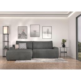 Ecksofa Trendmanufaktur "Fordon, Schlafsofa mit Bettkasten, Couch in L-Form, Breite 250 cm", grau (dunkelgrau), B:250cm H:82cm T:167cm, 92% Polyester, 8% Polyamide, Sofas, Ecksofa, in Cordstoff HYPER, dunkelgrau, Recamiere links
