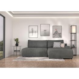 Ecksofa Trendmanufaktur "Fordon II, Schlafsofa mit Bettkasten, Couch in L-Form, Breite 250 cm", grau (dunkelgrau), B:250cm H:82cm T:167cm, 92% Polyester, 8% Polyamide, Sofas, Ecksofa, in Cordstoff HYPER, dunkelgrau, Armlehne rechts