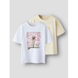name it T-Shirt 'NKFJekan' Mädchen Größe 122/128 beige / gelb / rosa / weiß