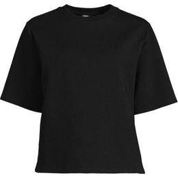 LANDS' END Samtweiches Shirt mit Rundhalsausschnitt, Damen,  Schwarz, Baumwolle/Polyester-Mischung, by Lands' End