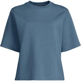 LANDS' END Deluxe Soft Shirt mit Rundhalsausschnitt, Damen,  Blau, Baumwolle/Polyester-Mischung, by Lands' End