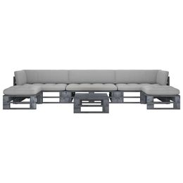 6-tlg. Paletten-Lounge-Set Grau Imprägniertes Kiefernholz