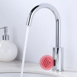Tippen Sie auf Sensor: Badezimmer Infrarotsensor Küche - Automatischer Steuerbox -Temperaturmixer (Chrom)