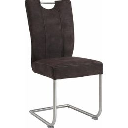 NIEHOFF SITZMÖBEL Freischwinger NIEHOFF SITZMÖBEL "Pia", braun (braun, silberfarben), B:46cm H:99cm T:56cm, Edelstahl, Stühle, Gestell Edelstahl gebürstet