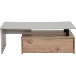 Couchtisch Hela "DENNIS", grau (hellgrau, viking oak, hellgrau, viking oak, hellgrau), B:110cm H:40cm T:55cm, Tische, Stauraum mit Schubkasten, Breite 110 cm