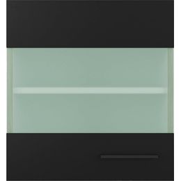 Glashängeschrank Flex-Well "Capri", schwarz (schwarz, endgrain oak), B:50cm H:54,8cm T:32cm, Holzwerkstoff, Milchglas, Schränke, (B x H x T) 50 x 54,8 x 32 cm, mit Stollenglastür