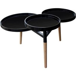 Beistelltisch Kayoom "Butler 110, attraktiver Beistelltisch", schwarz, B:86,5cm H:50cm T:86,5cm, MDF mit Hochglanzbeschichtung, Bambus, Metall, Tische, Durchmesser der Abstellflächen: 49,5/39,5/30 cm, glatte Flächen