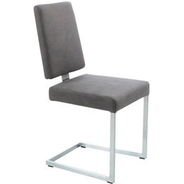 K+w Komfort & Wohnen Freischwinger K+W KOMFORT & WOHNEN, grau (schwarzgrau 80, edelstahloptik), B:44cm H:96cm T:57cm, Stühle, stabiles Hochkantgestell, in Leder oder Microfaser