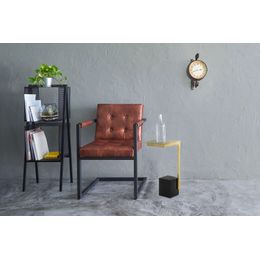 Beistelltisch Kayoom "Rocio 225, Passender Marmorfuß in kantigem Design", schwarz, B:30cm H:56cm T:30cm, Tischplatte: 100% marmorisiertes Glas / Gestell: Marmor, Edelstahl, Tische, Beistelltisch, Eckiger Marmorfuß, eckige Ablagefläche und Gestell aus Edelstahl