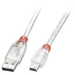 LINDY USB-Kabel USB 2.0 USB-A Stecker, USB-Mini-B Stecker 2.00 m Transparent 41783