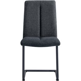Esszimmerstuhl Duo Collection "Emmy Freischwinger", grau (anthrazit, schwarz), B:47cm H:98cm T:59cm, Polyester, Stühle, robuster Bezug, Fußgleiter für die Sicherheit, bis 110 kg belastbar