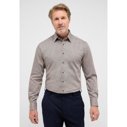Langarmhemd Eterna "MODERN FIT", Herren, Gr. 40, Normalgr&ouml;&szlig;en, braun (dunkelbraun), Twill, 100% Baumwolle, tailliert, Manschette, Hemden, NON IRON (b&uuml;gelfrei)
