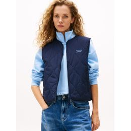 Steppweste Tommy Jeans "TJW ONION QUILT VEST", Damen, Gr. M (38), blau (schwarz night navy), Web, Obermaterial: 100% Polyamid, unifarben, Rundhals, Westen