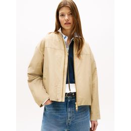 Bomberjacke Tommy Hilfiger "COTTON NYLON REG BOMBER", Damen, Gr. M38, beige (country ivory), Web, Obermaterial: 64% Baumwolle, 36% Polyamid, unifarben, Casual, regular fit, hoch geschlossener Ausschnitt, Jacken