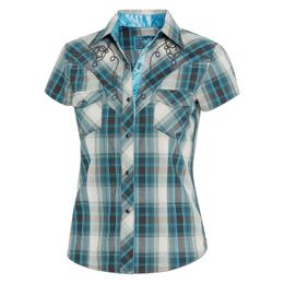 STARS & STRIPES Westernbluse Josie blau/grau Damen XL