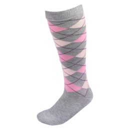 Black Forest Kniestr&uuml;mpfe mit Karomuster grau/rosa/rosa 35-37