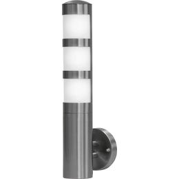 Grafner Edelstahl Wandlampe silber, IP44, 1x E27 Fassung, ideal für smarte LED-Leuchtmittel, 360° rundum Lichtschein, Klarlack-Beschichtung, Wand Außenleuchte Wandleuchte Lampe Außen Hoflampe