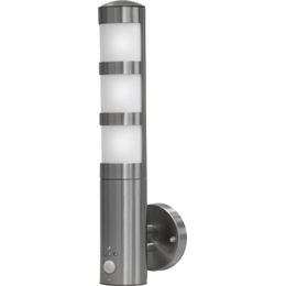 Grafner Design Edelstahl Wandlampe mit Bewegungsmelder und 1x E27 Fassung, IP44 Wand Außenleuchte, gemütlicher Lichtschein, für außen und innen, Wandleuchte Lampen Außen Hoflampe PIR