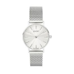 JOOP! Quarzuhr Armbanduhr, Damenuhr, Edelstahlarmband, analog, Zirkonia (synth.) silberfarben Klassische Armbanduhr